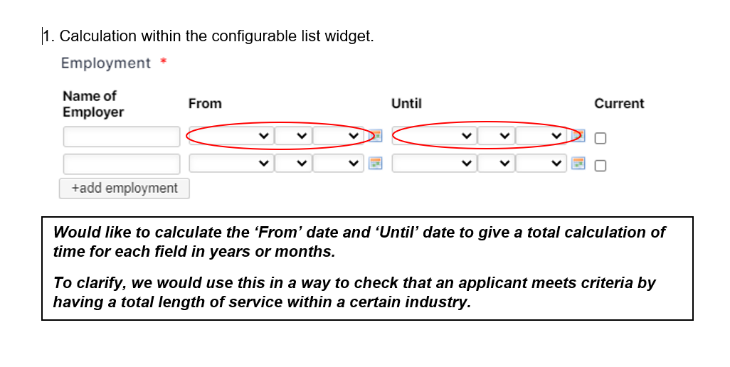 How to create calculation form a configurable list